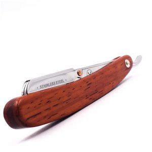 Grooming | Wood Handle Straight Edge Barber Razor With Stainless Steel ...
